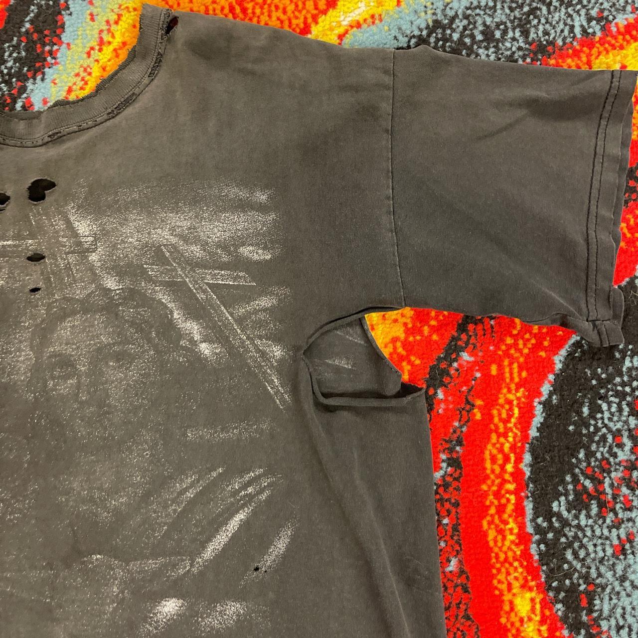 Vintage 1990s thrashed jesus christ black t-shirt No... - Depop