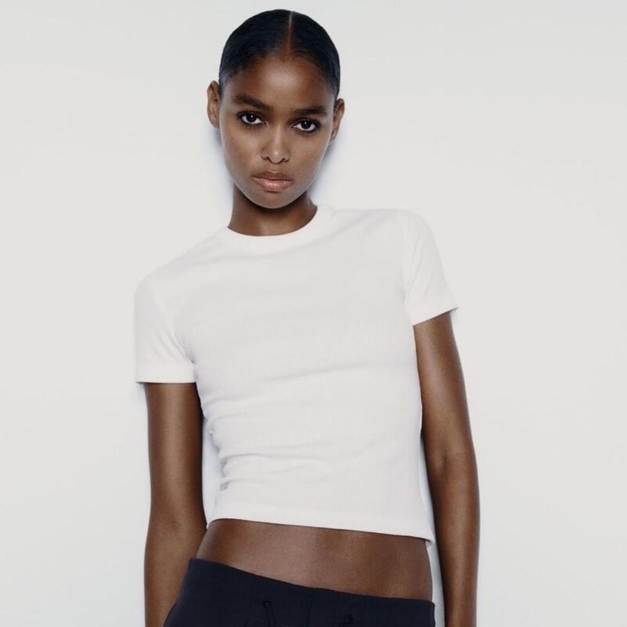 Zara ribbed white tee! Worn once - Depop