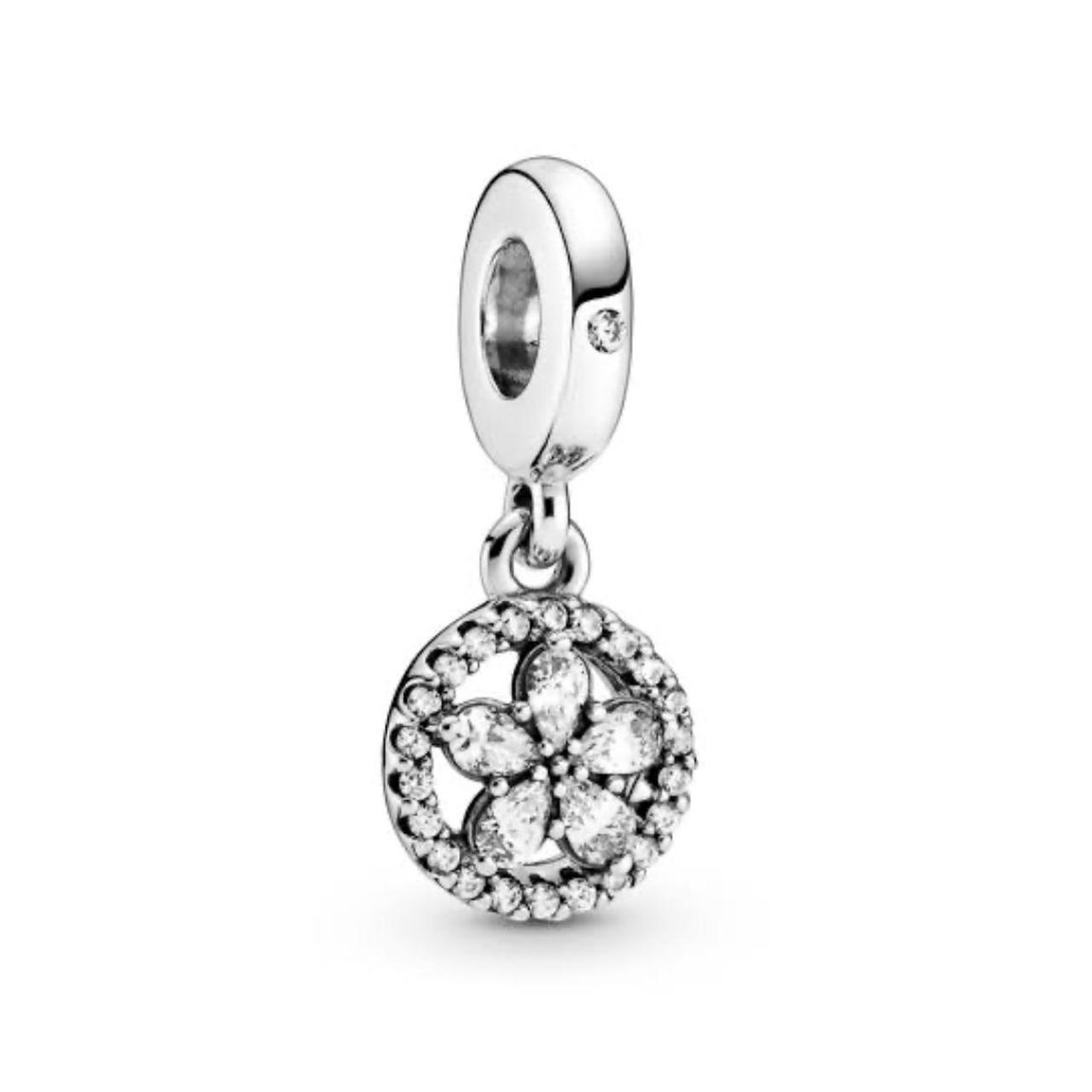 pandora sterling silver flower pendant the pendant... - Depop