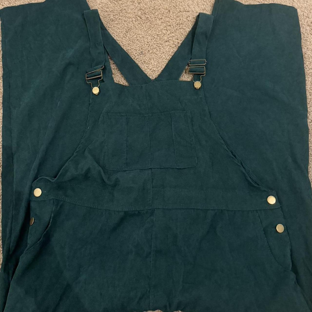 Thrifted green corduroy overalls with adjustable... - Depop