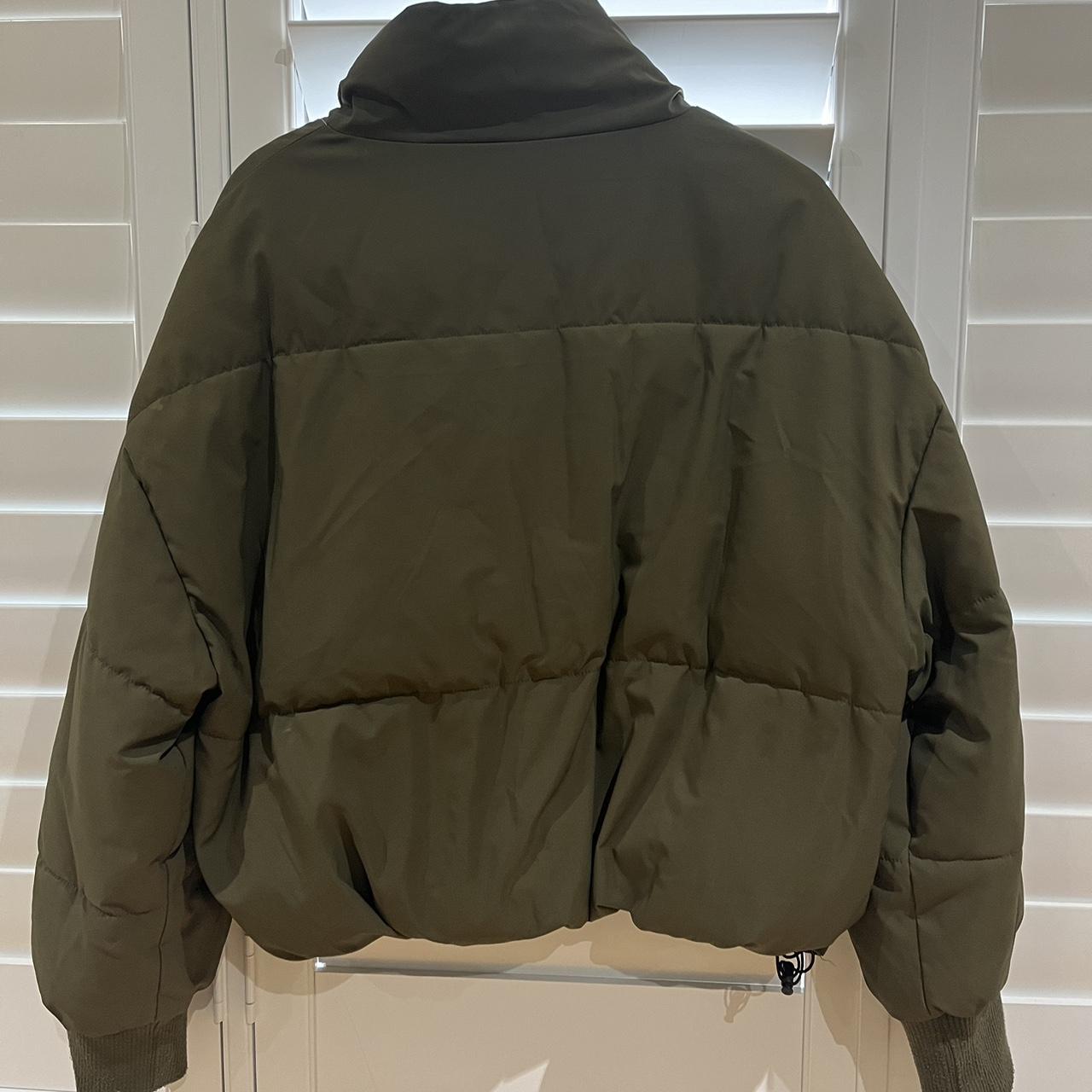 Khaki green puffer jacket Super cute and fluffy on... - Depop