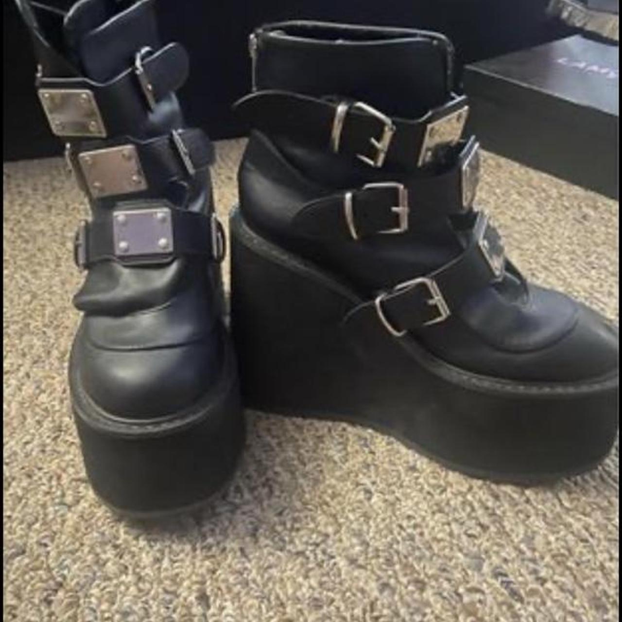 DEMONIA PLATFORM BOOTS #goth #scenecore #platforms... - Depop