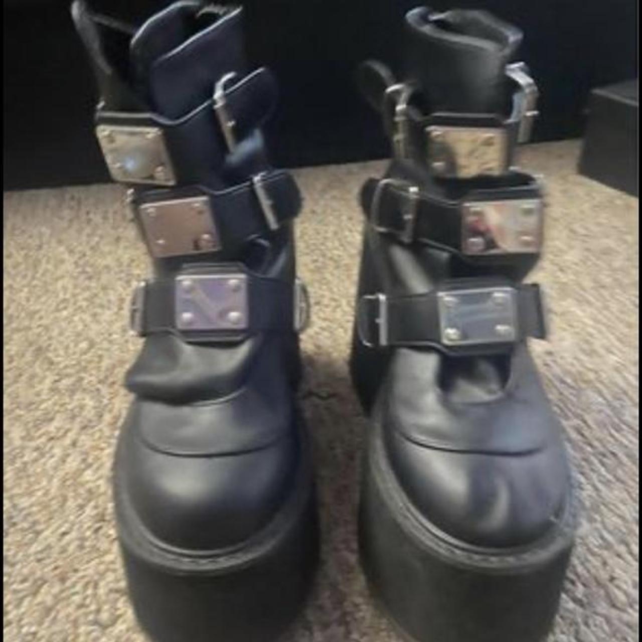 DEMONIA PLATFORM BOOTS #goth #scenecore #platforms... - Depop