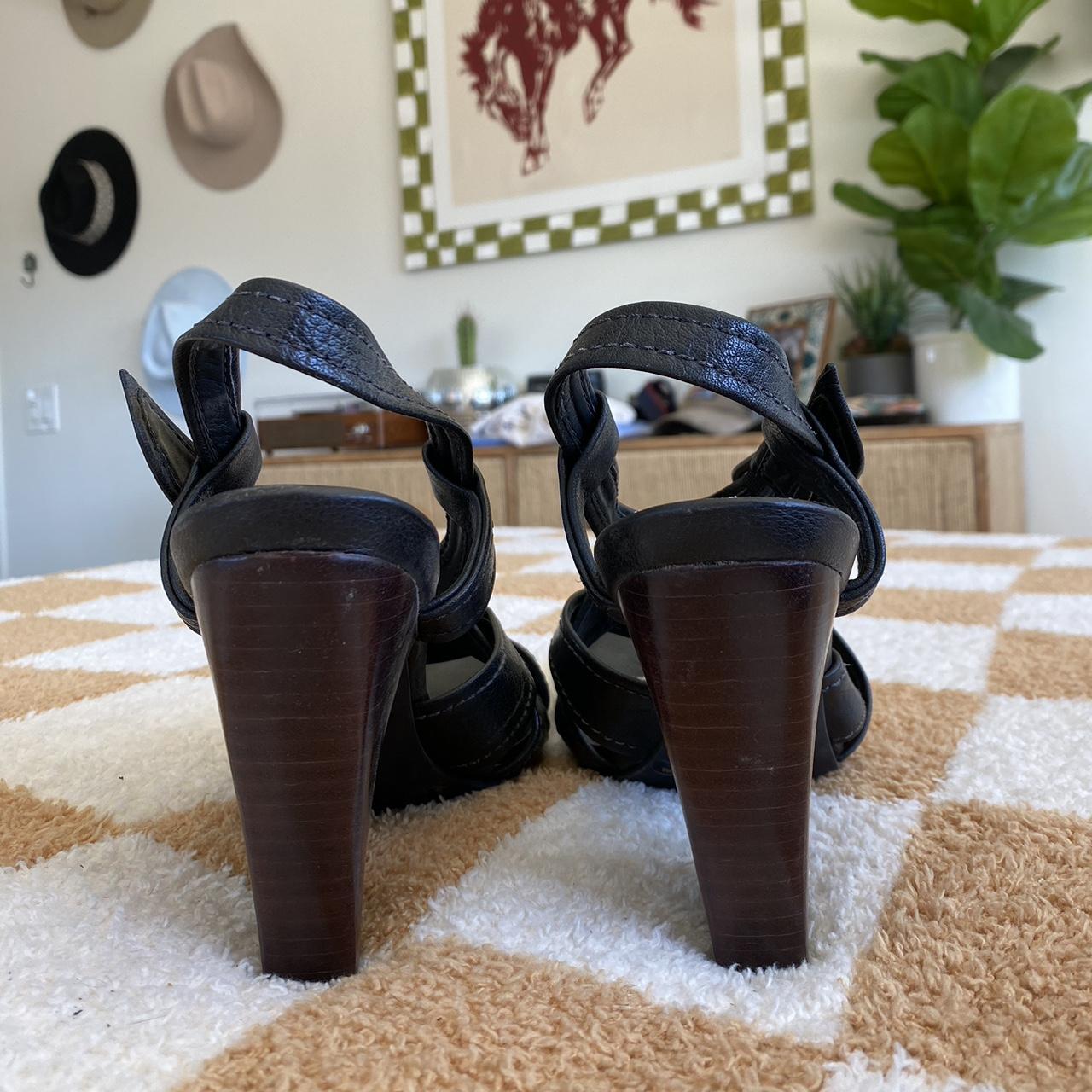 GIANNI BINI BLACK STRAPPY LEATHER BLOCK HEELS... - Depop