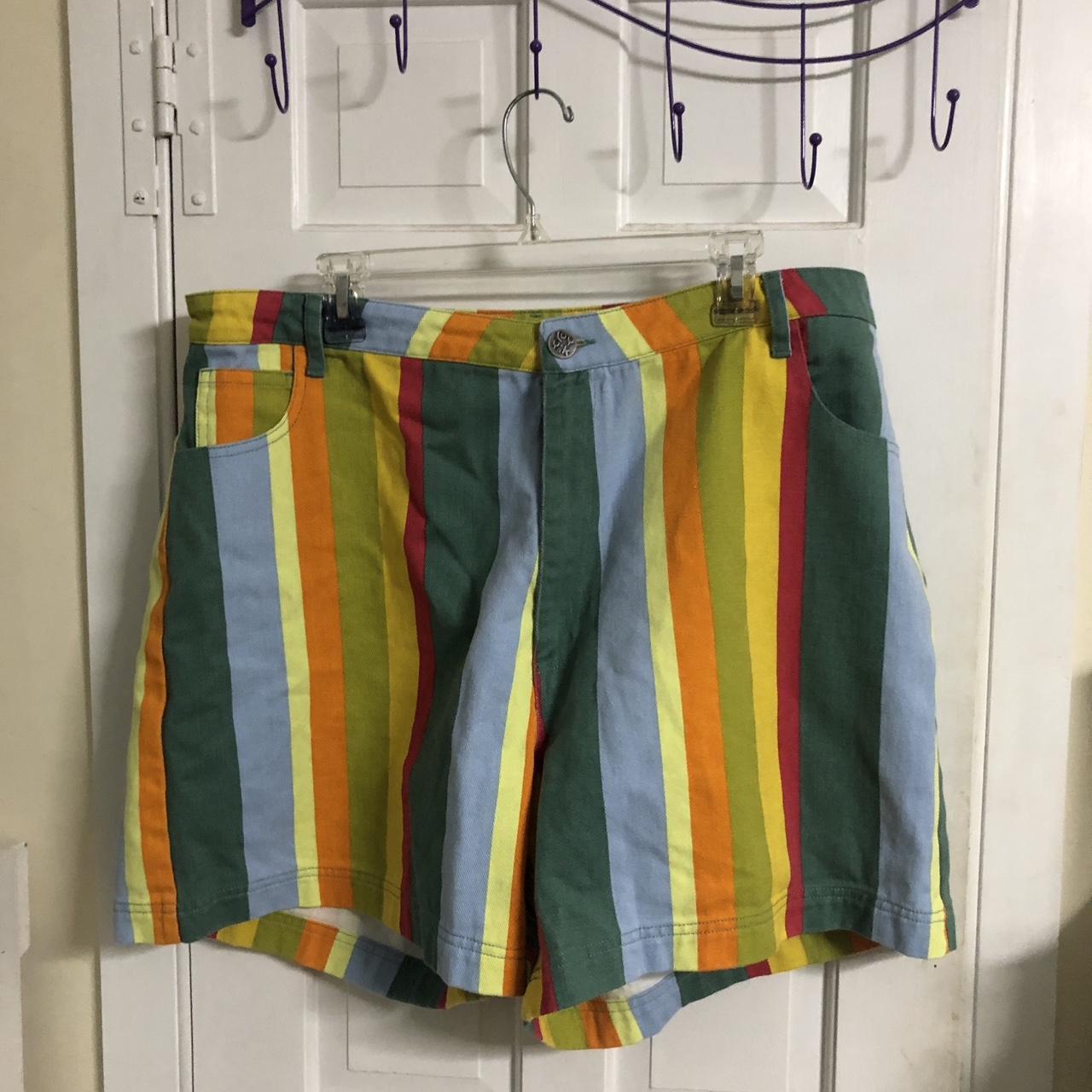 Lucy and Yak multi colored shorts Measurements: -... - Depop