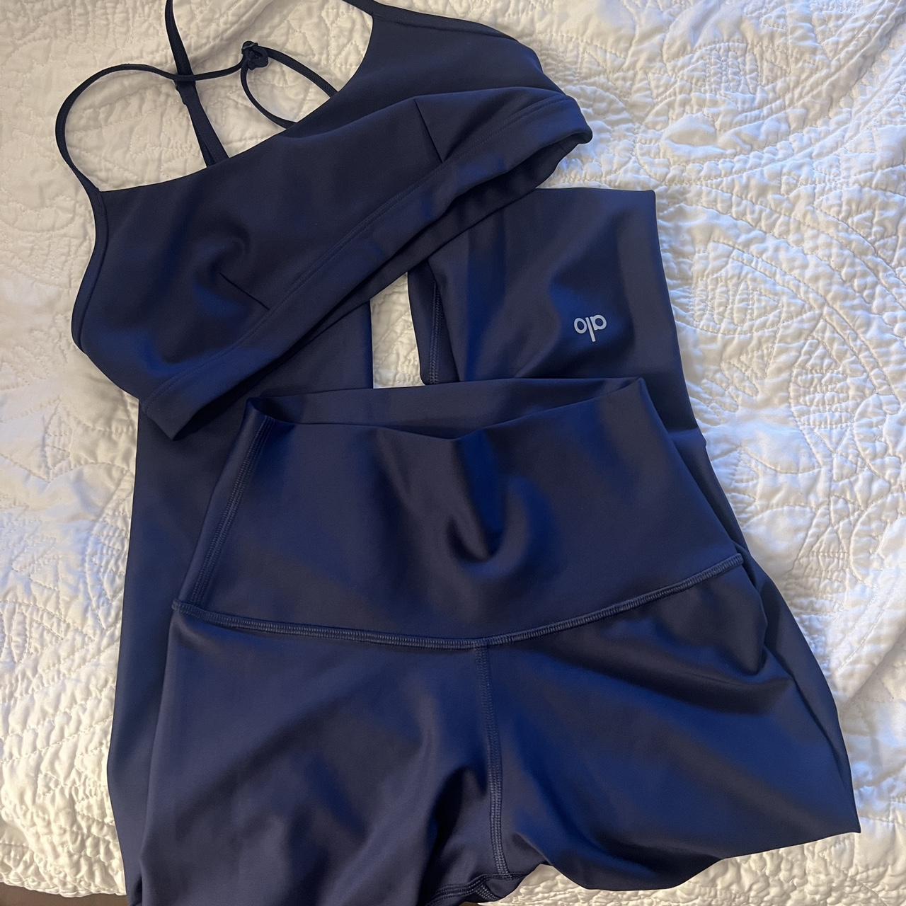 Alo high waisted set in navy blue They accidentally... - Depop