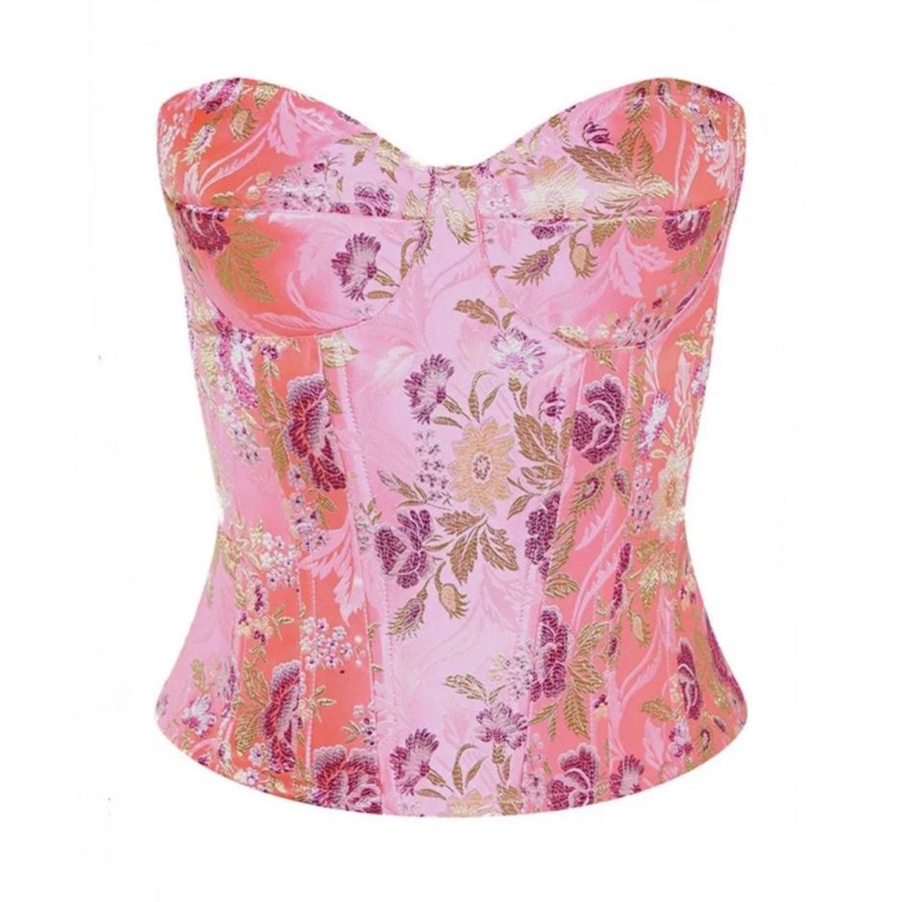 PLT Floral Pink Corset Top US M / UK 16 NEVER WORN ‼️ - Depop
