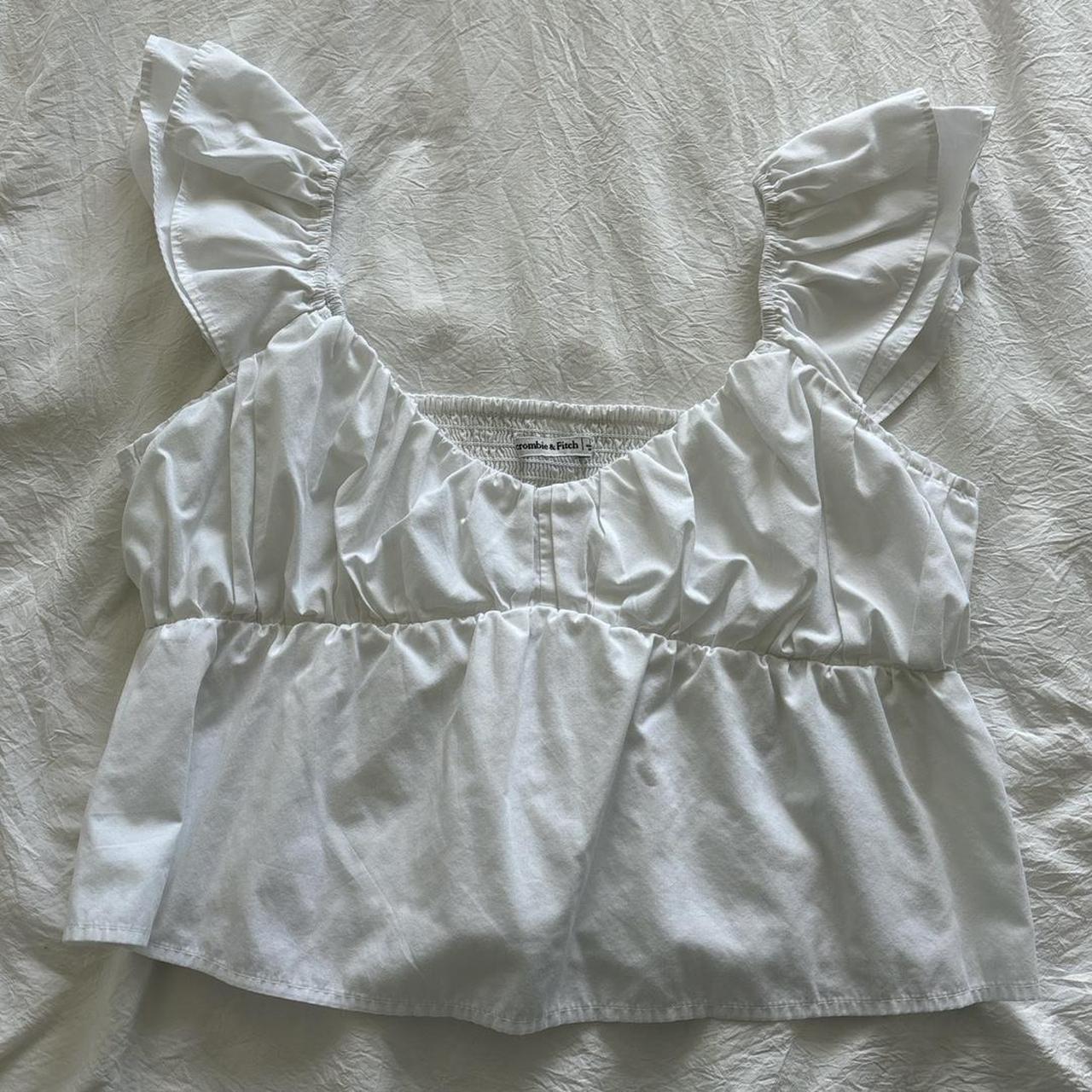 🐇 white abercrombie & fitch babydoll top ~ size... - Depop
