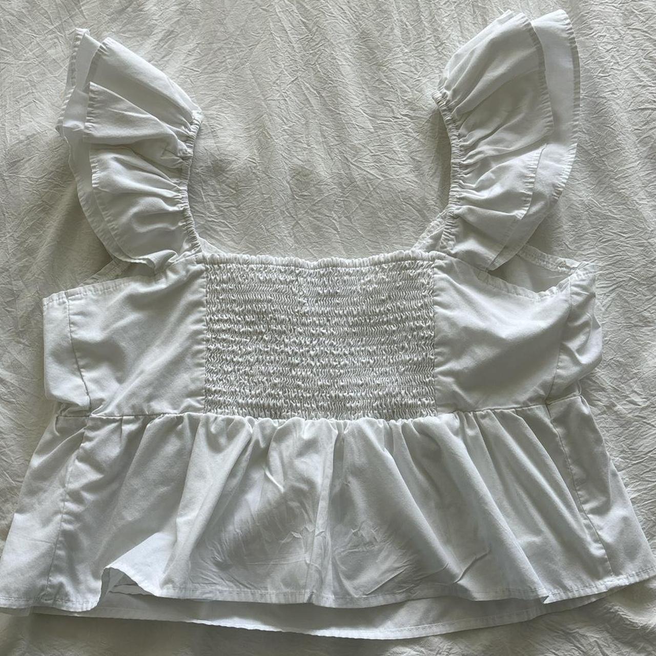🐇 white abercrombie & fitch babydoll top ~ size... - Depop