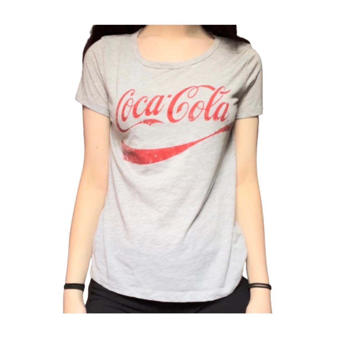 light grey coca cola t-shirt thrifted & personally... - Depop