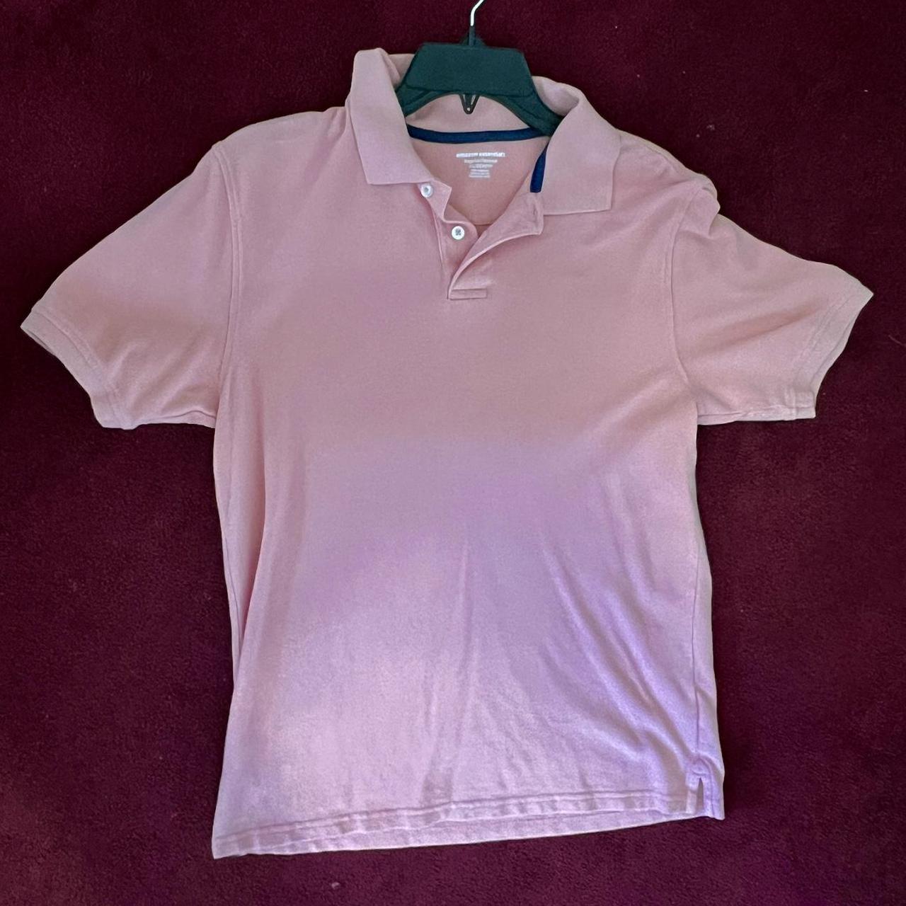 AMAZON ESSENTIALS BABY PINK MENS POLO T SHIRT •... - Depop