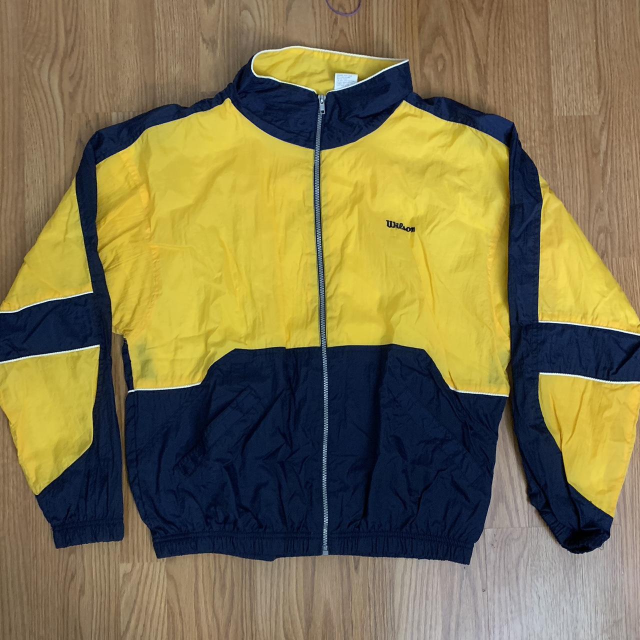 Men's Navy and Yellow Jacket | Depop