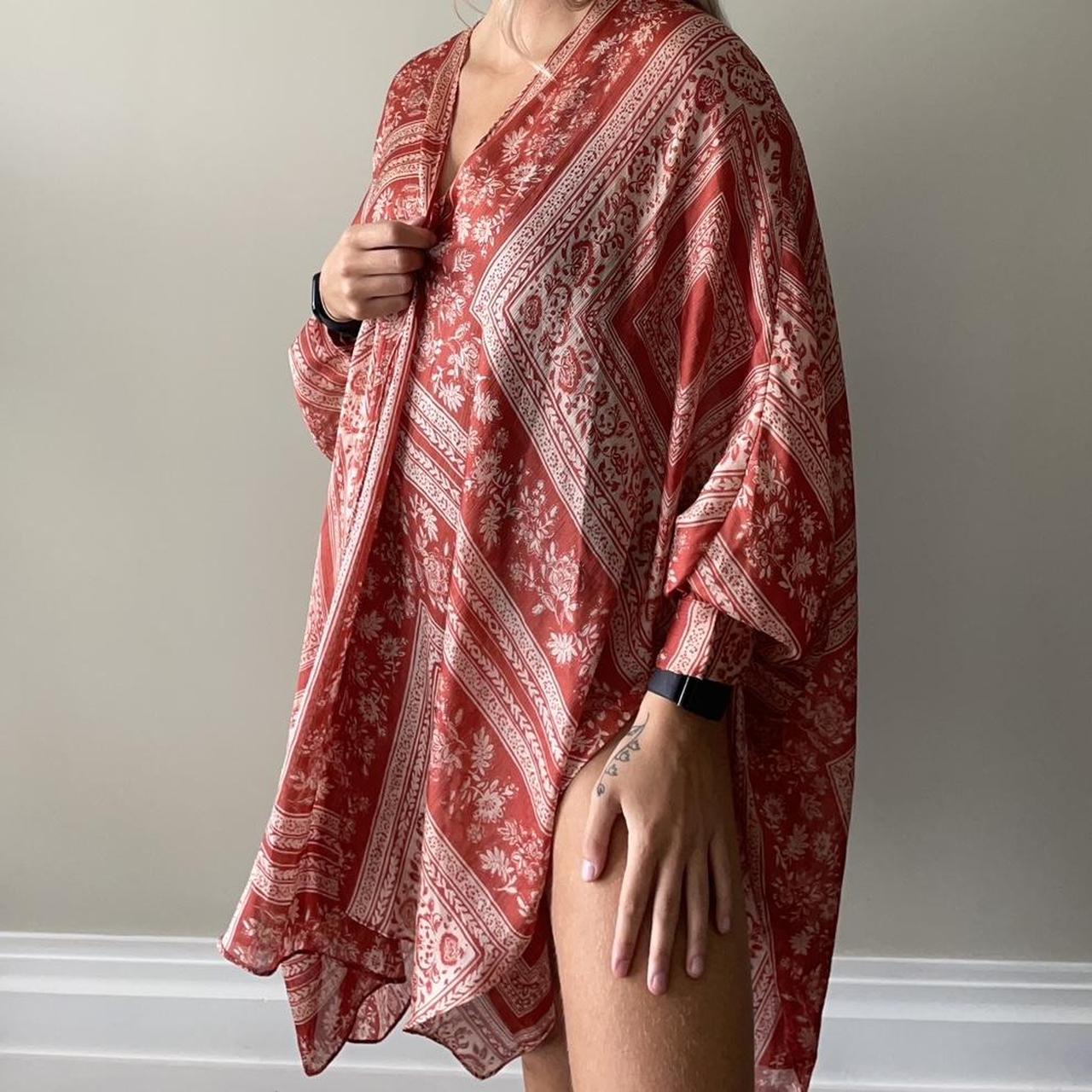 Bohemian Printed red beach cover up from Zara... - Depop