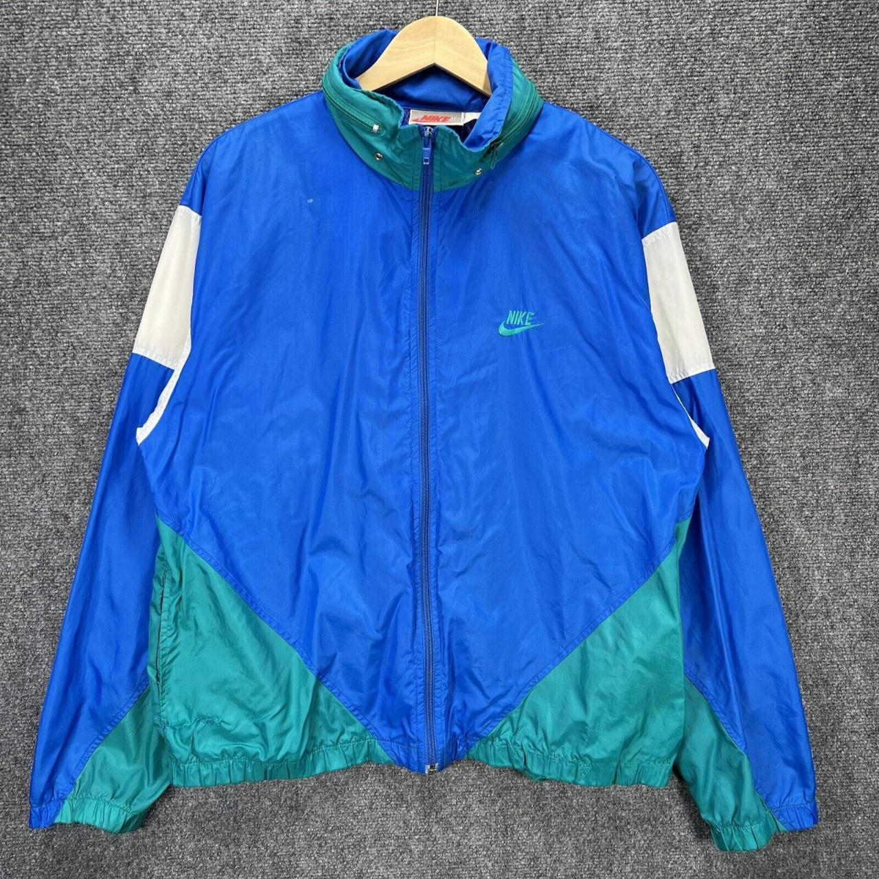 Vintage Nike Jacket Mens Medium Blue Logo Sports Zip... - Depop