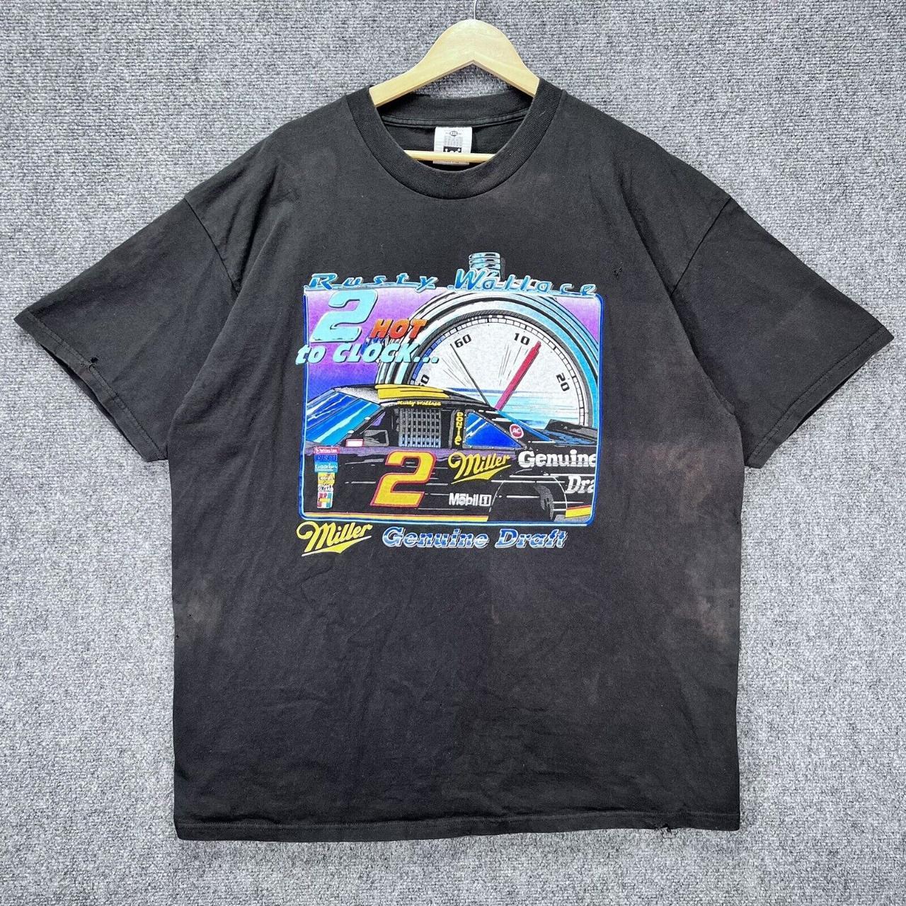 Vintage NASCAR Shirt 2XL Black Rusty Wallace Miller... - Depop
