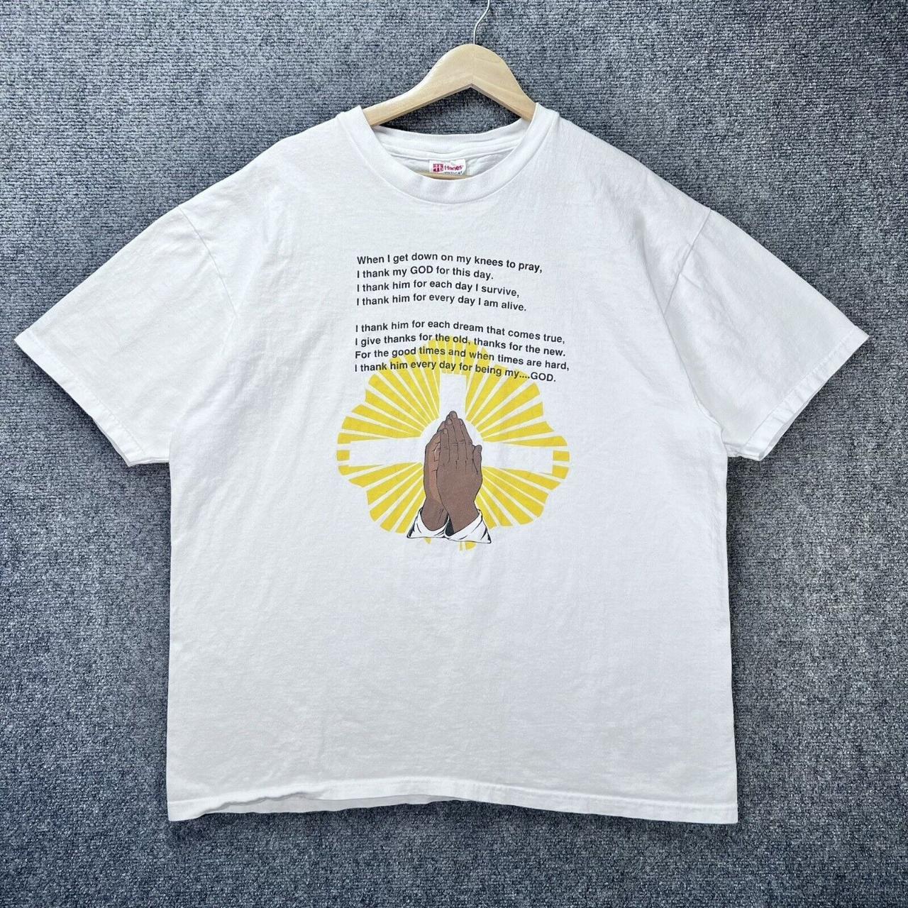 Vintage Jesus Shirt Mens XL White God Cross Praying... - Depop