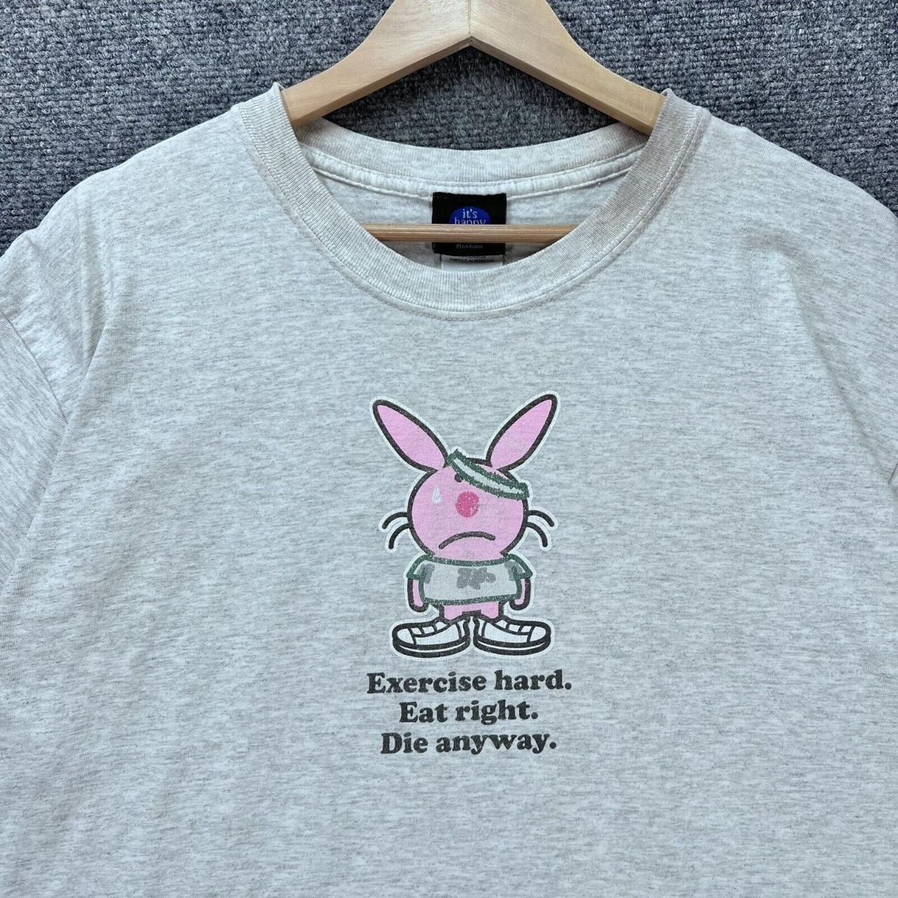 Vintage Happy Bunny Shirt Mens Large Gray 90s Funny... - Depop