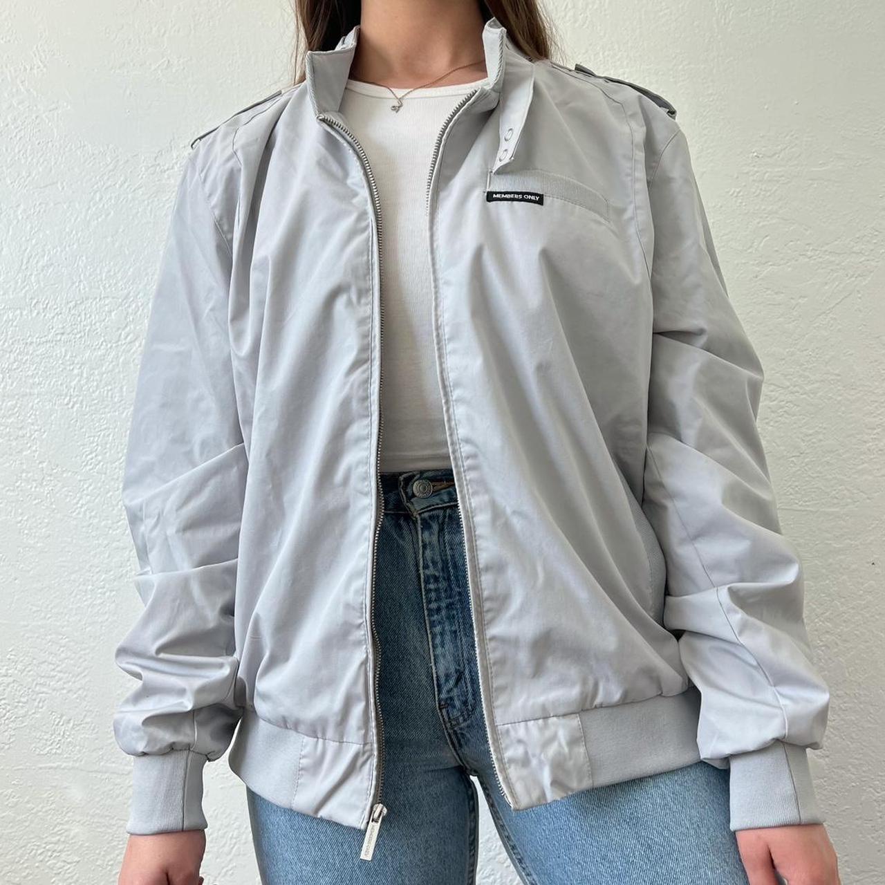 Members Only light grey bomber jacket a classic +... - Depop
