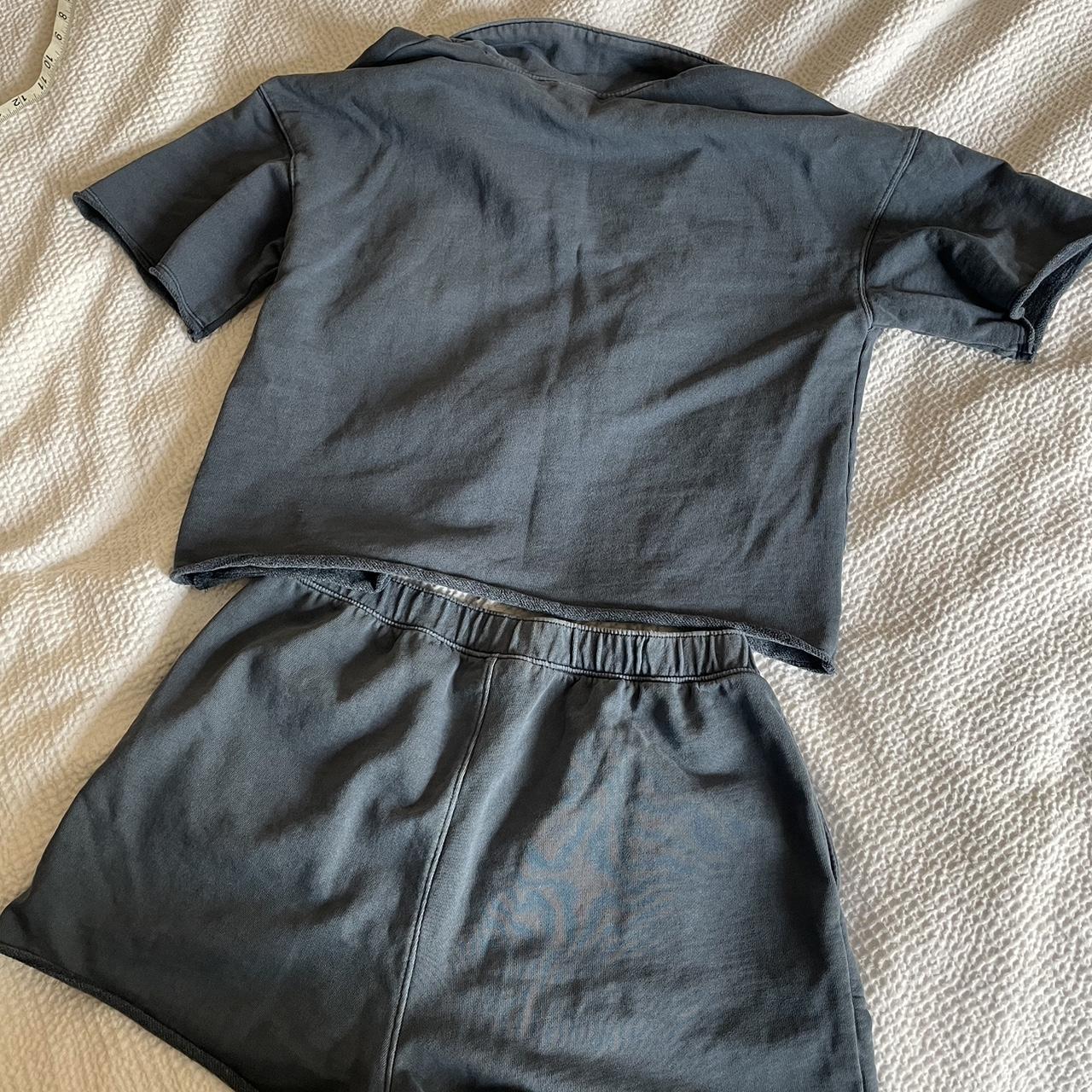 cute blue-ish grey matching set. top is a small and... - Depop