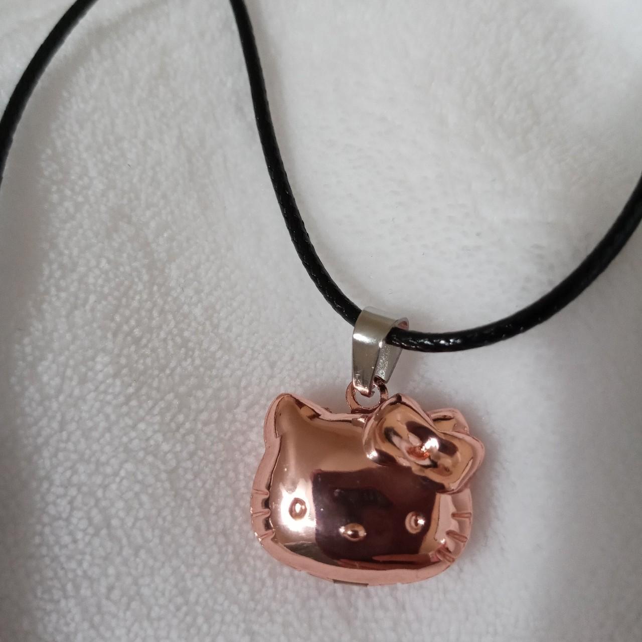 Hello kitty locket necklace rose gold tone Leather... - Depop