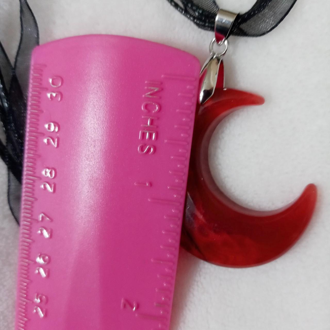 Gothic crescent red Blood moon necklace Ribbon... - Depop