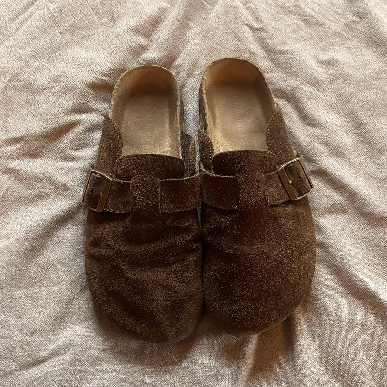 Brown suede clogs with buckle , Boston style clogs ,... - Depop