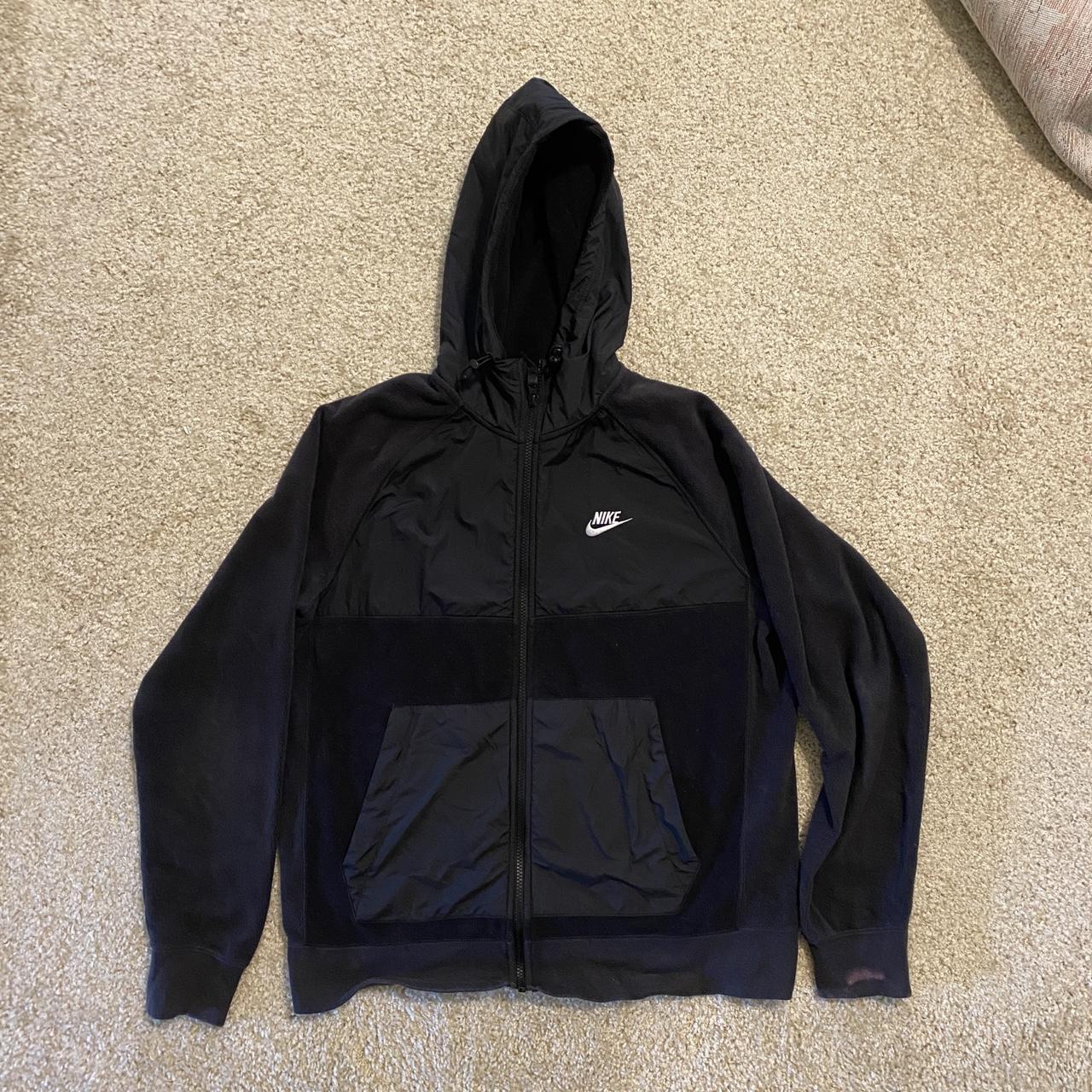 Size Medium Black Nike polyester/fleece jacket Good... - Depop