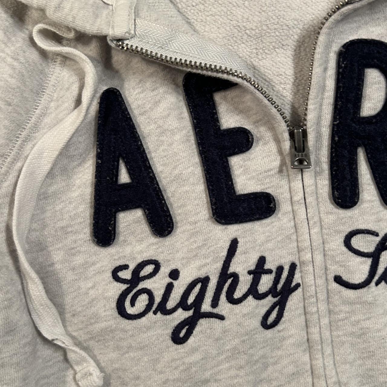vintage early 2000s light grey aeropostale zip up... | Depop