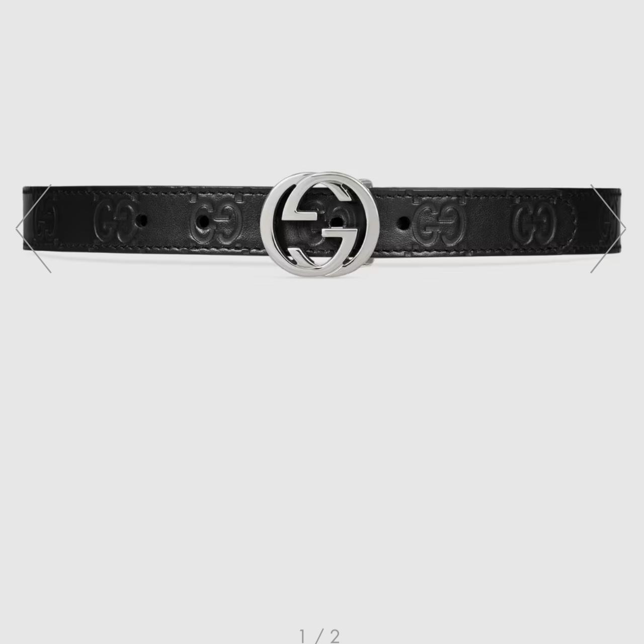 Silver interlocking gucci belt kids sized large... - Depop