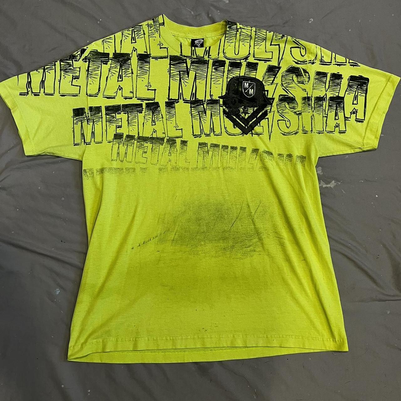 Y2K Metal Mulisha tee Marks on front #neon #y2k - Depop
