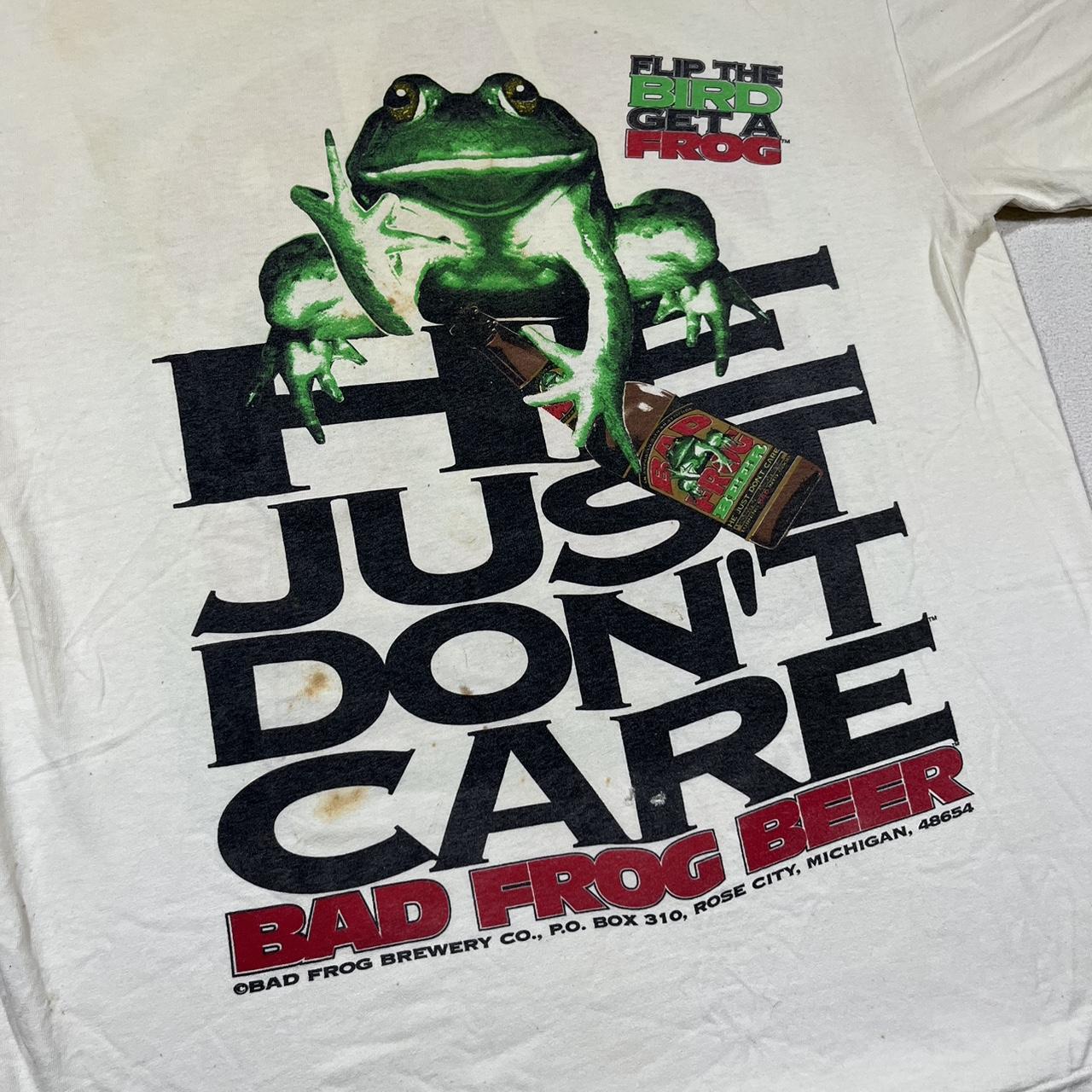 Vintage 90s Bad Frog Beer T-Shirt #depop #funny... - Depop
