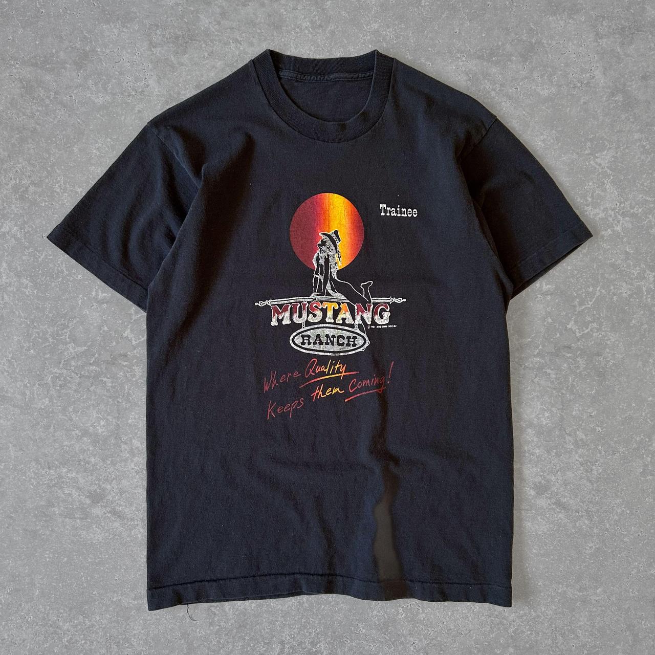 - 1980s - SINGLE STITCH BOXY 'MUSTANG RANCH'... - Depop