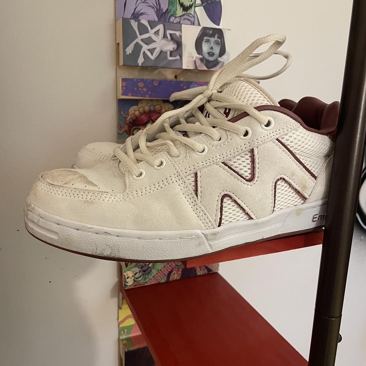 Emerica Men's White and Red Trainers | Depop