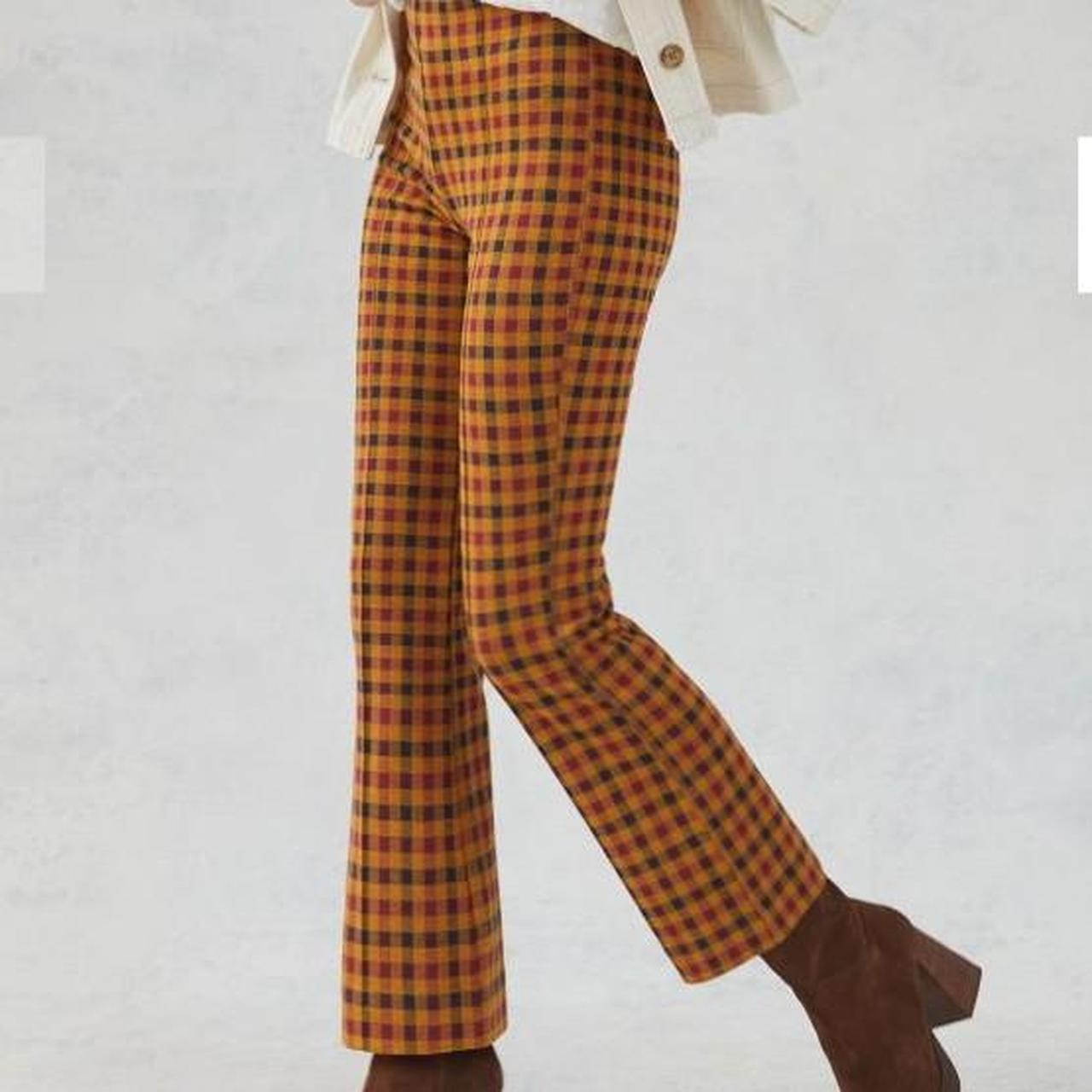 Maeve Knit Kick Flare Pants by Anthropologie. Plaid... | Depop