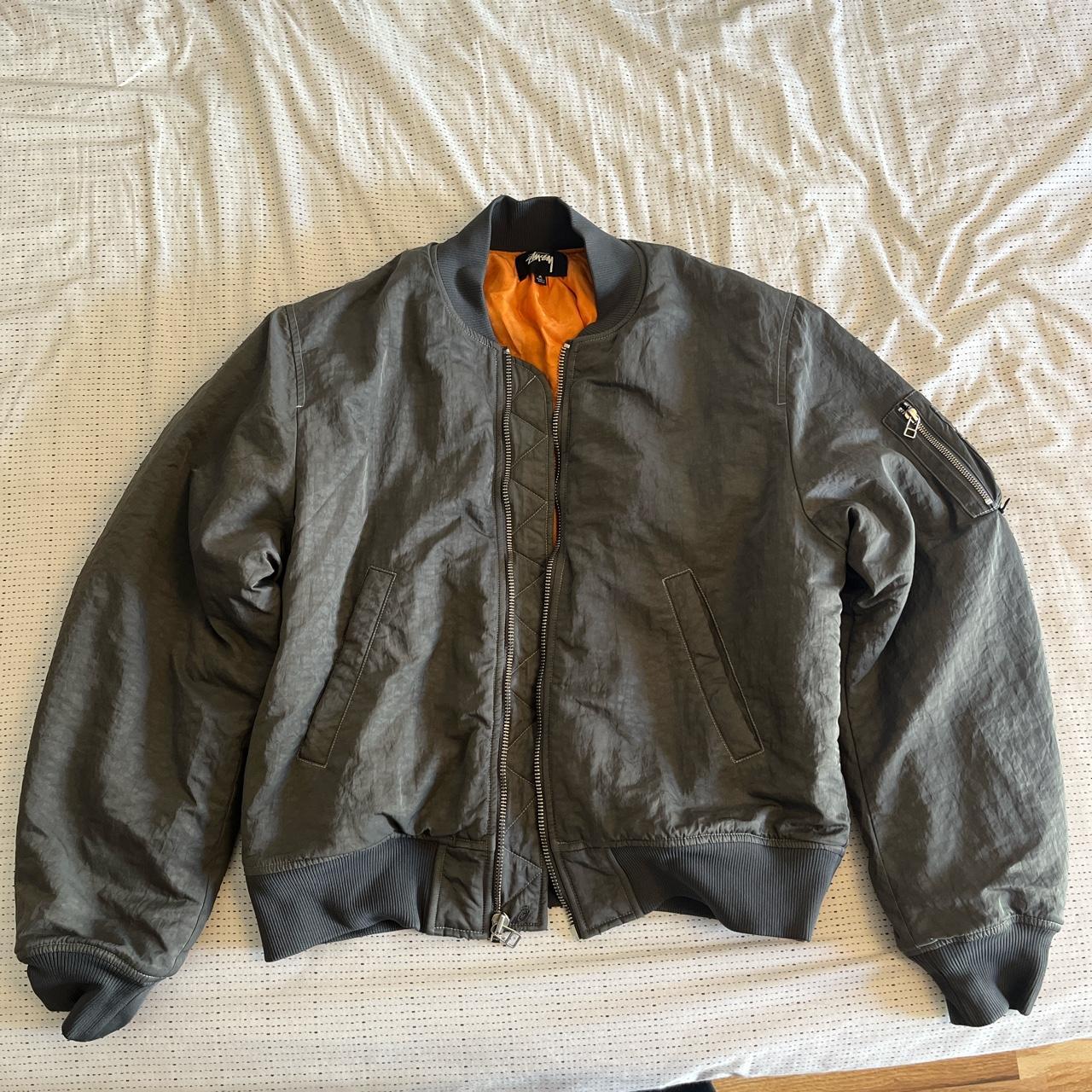 Stüssy Men's Grey and Silver Jacket | Depop