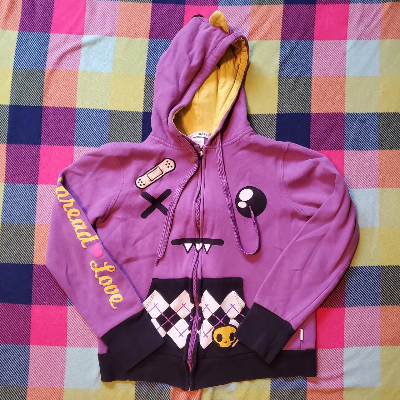 So so happy purple yellow black Dino zip up hoodie.... | Depop