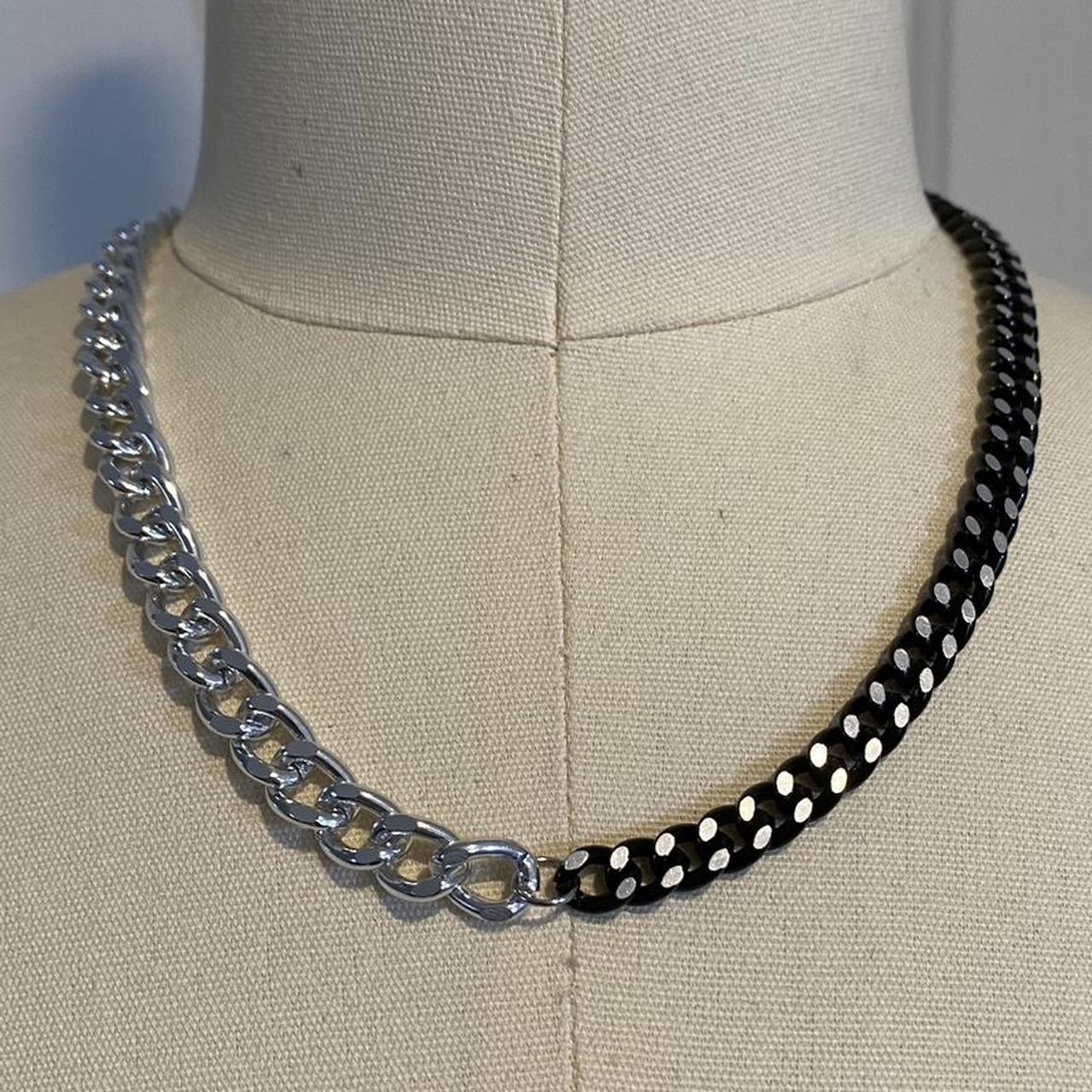 Half half curb chain necklace Length 45cm The... | Depop