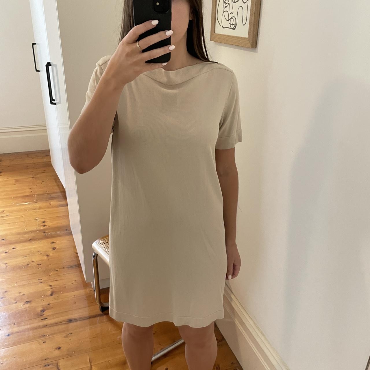 COS Shift Dress Size small Beige minimalist... - Depop