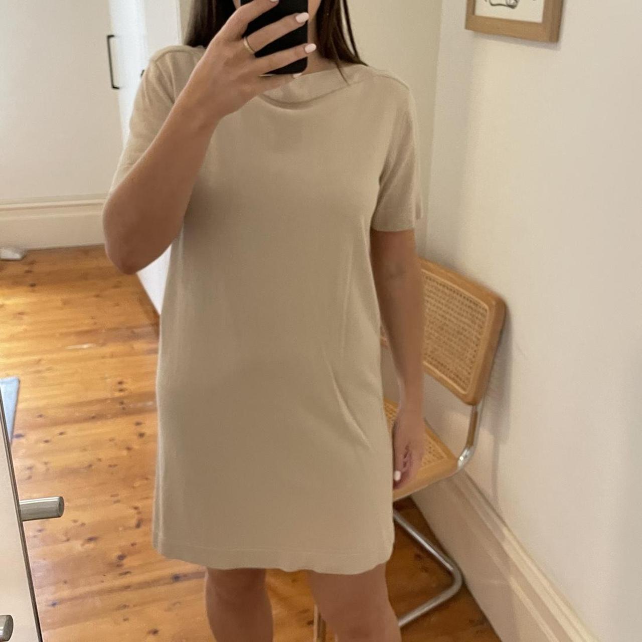 COS Shift Dress Size small Beige minimalist... - Depop