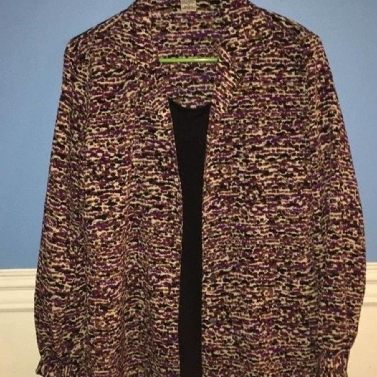 Notations Black multicolor blouse with underlay... - Depop