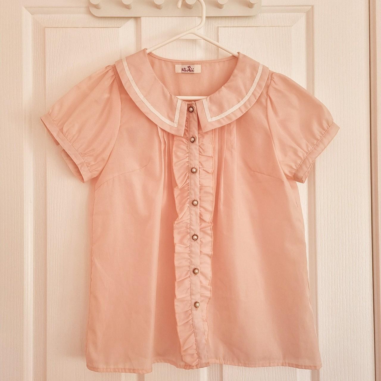 Soft pink ruffled shirt! Worn once or twice and... - Depop