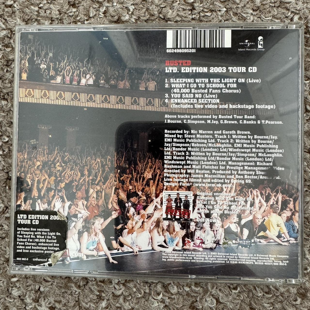 Limited Edition Busted 2003 Tour CD Has crack on... - Depop