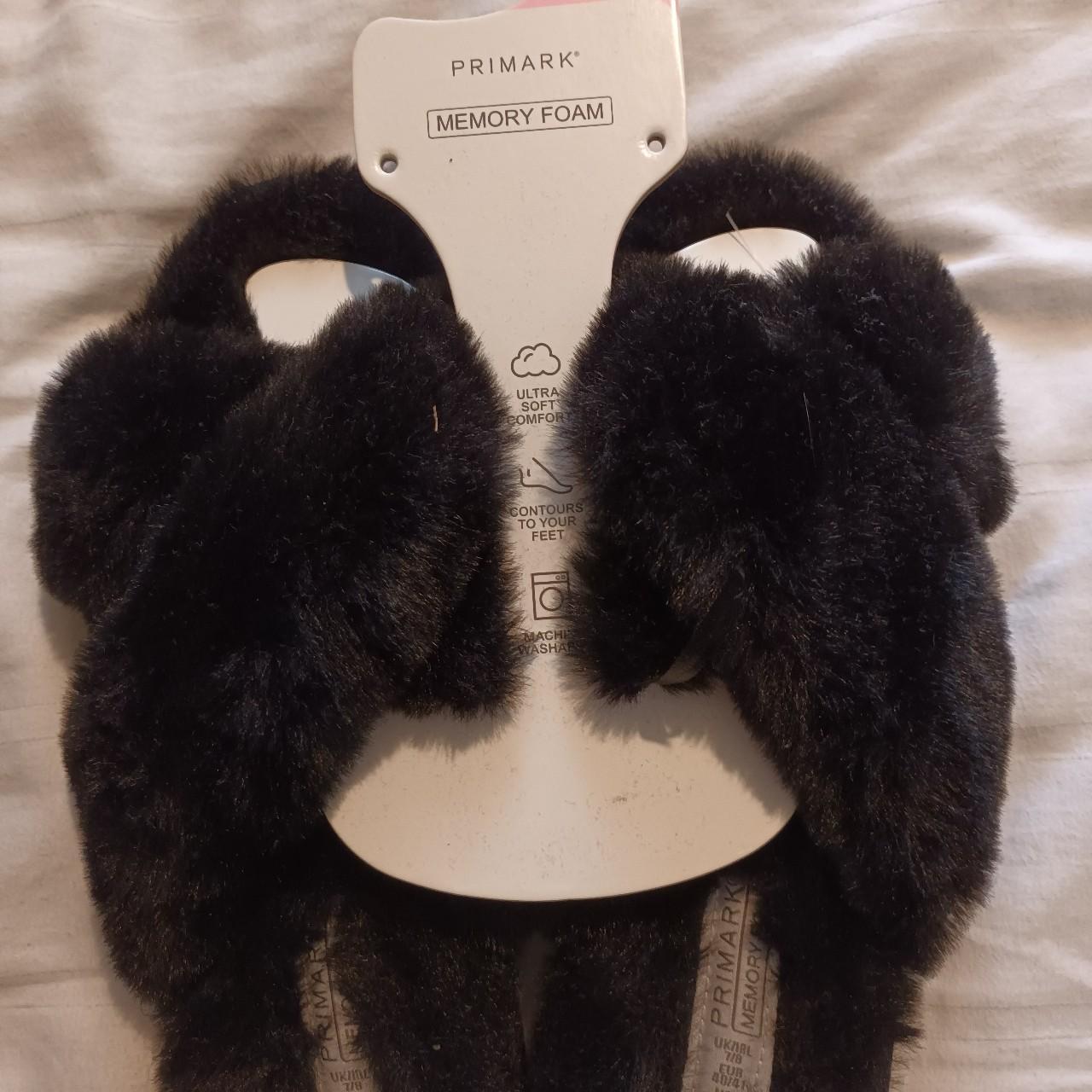 Primark black slipper sliders. Size 7 - Depop
