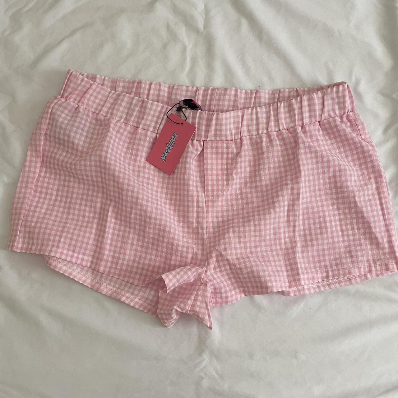 BRAND NEW pink gingham edikted shorts (more like a... - Depop