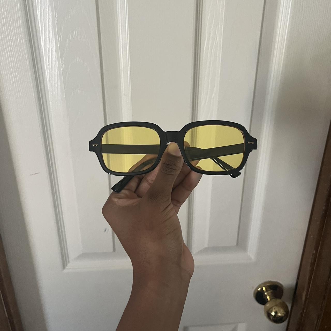 Yellow Tinted Chunky Sun Glasses - imo these don’t... - Depop