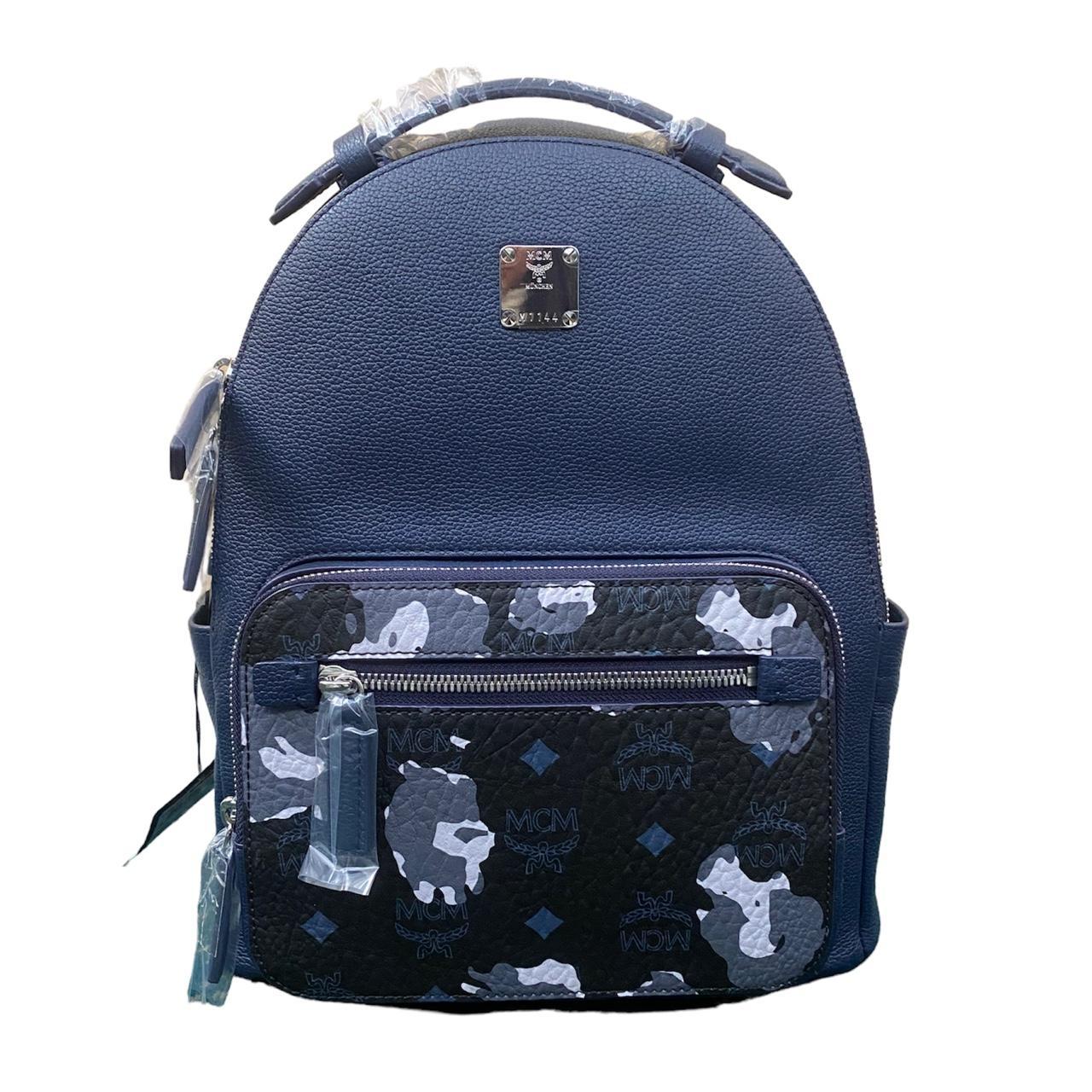 - MCM New Camo Stark Floral Visetos Backpack in Navy... - Depop