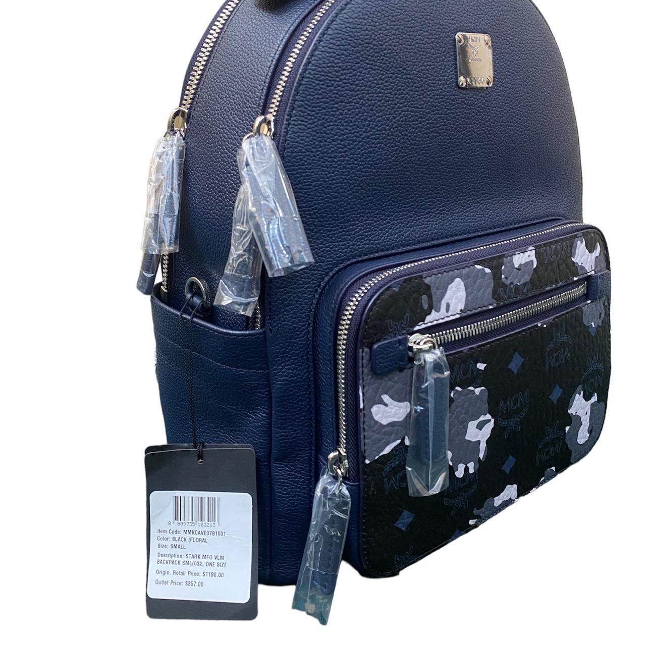 - MCM New Camo Stark Floral Visetos Backpack in Navy... - Depop