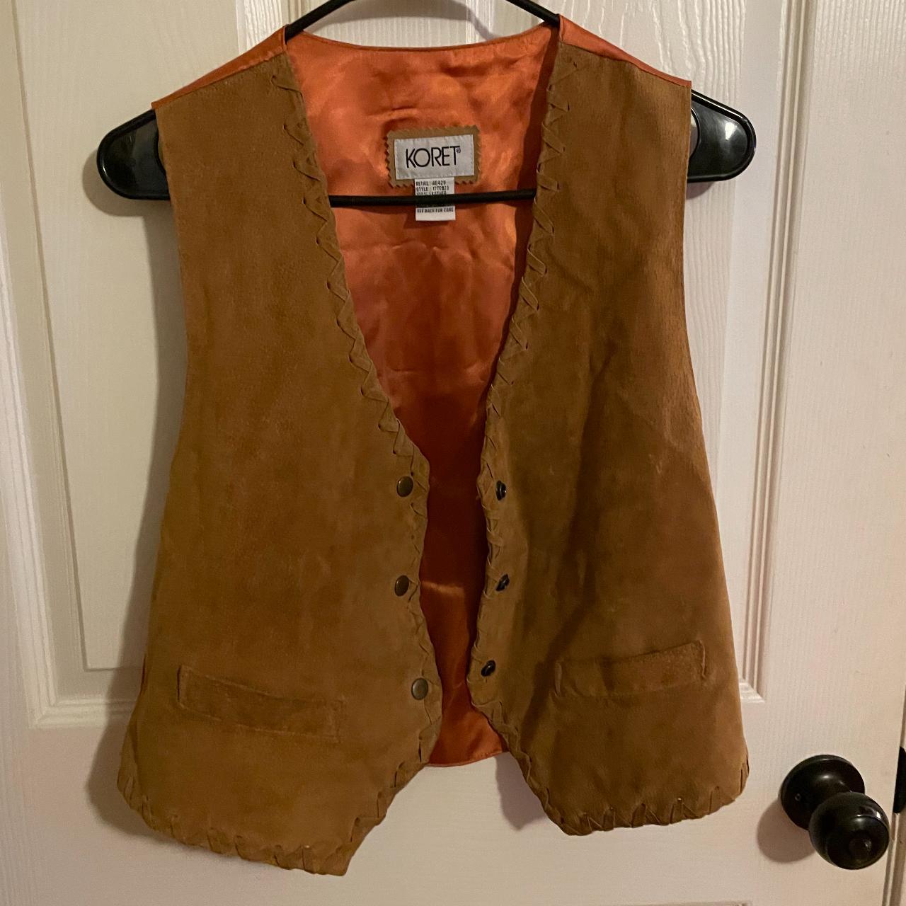 Koret Men's Tan and Orange Waistcoats-vests | Depop