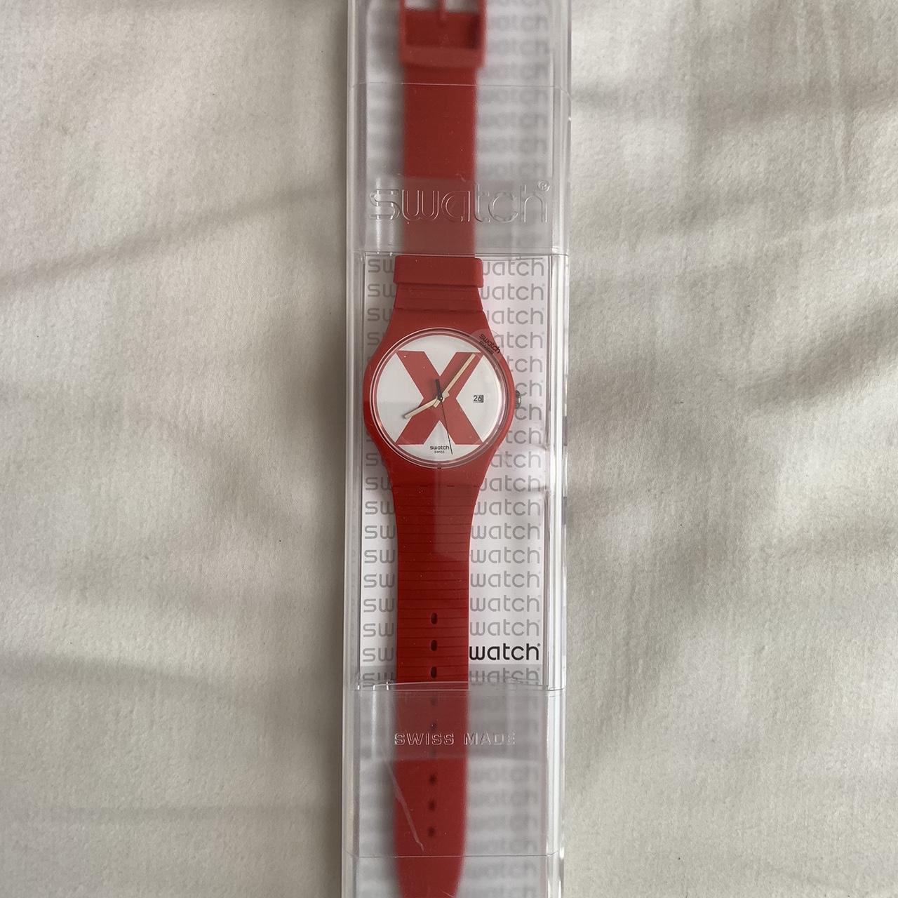 X watch red Classic straight edge watch 2017 release... - Depop
