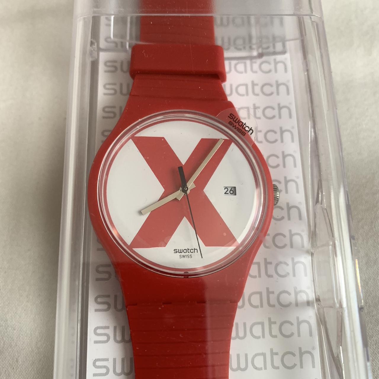 X watch red Classic straight edge watch 2017 release... - Depop